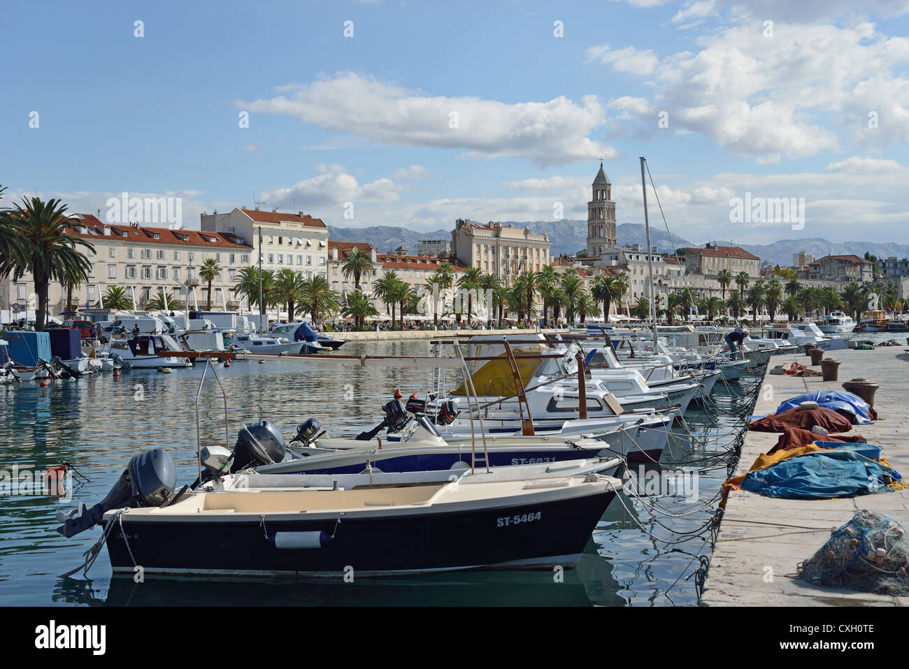 The boat harbour on The Riva Waterfront, Split, Split-Dalmatia County ...