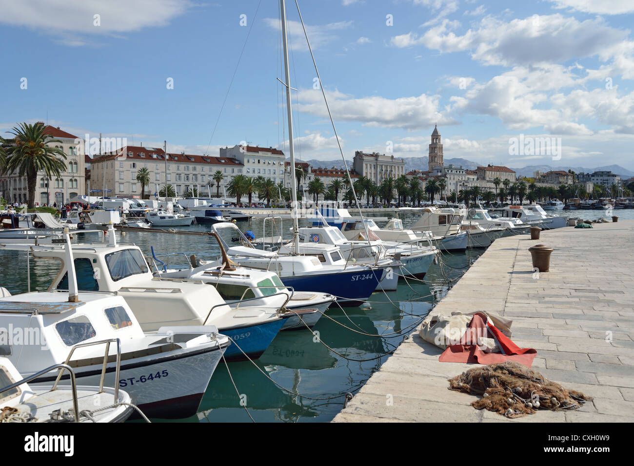 The boat harbour on The Riva Waterfront, Split, Split-Dalmatia County ...
