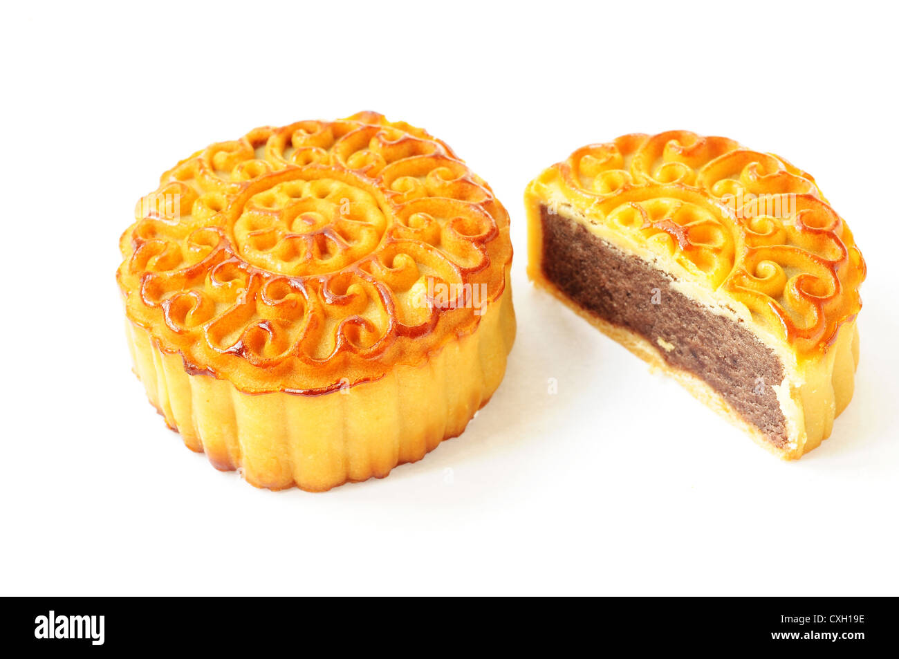 cake festival sweet food celebration half cut autumn moon china tasty ...