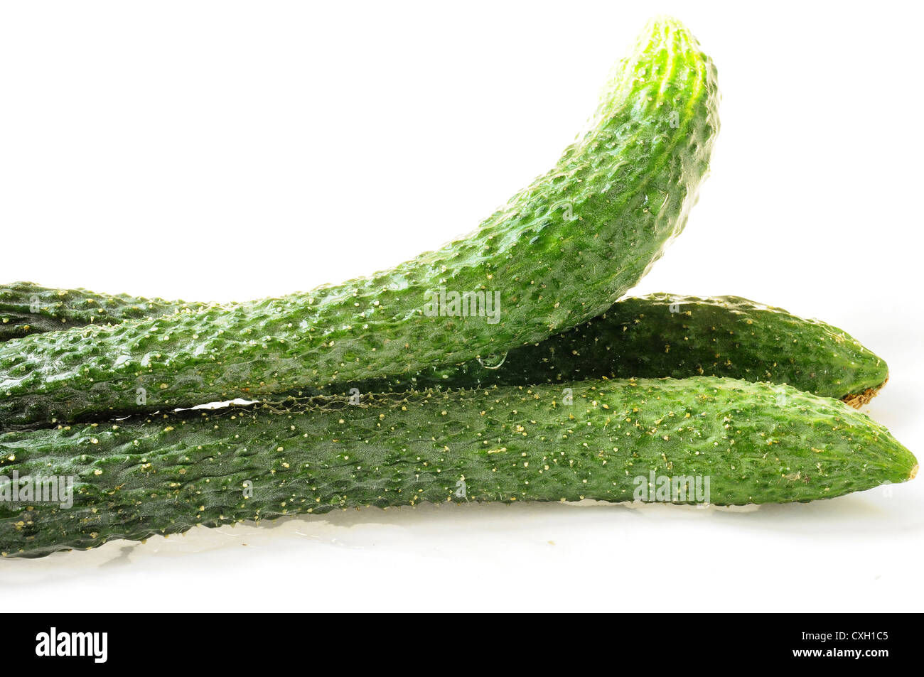 Vegetable Healthy Green Food Cucumber Eating Raw Isolated White
