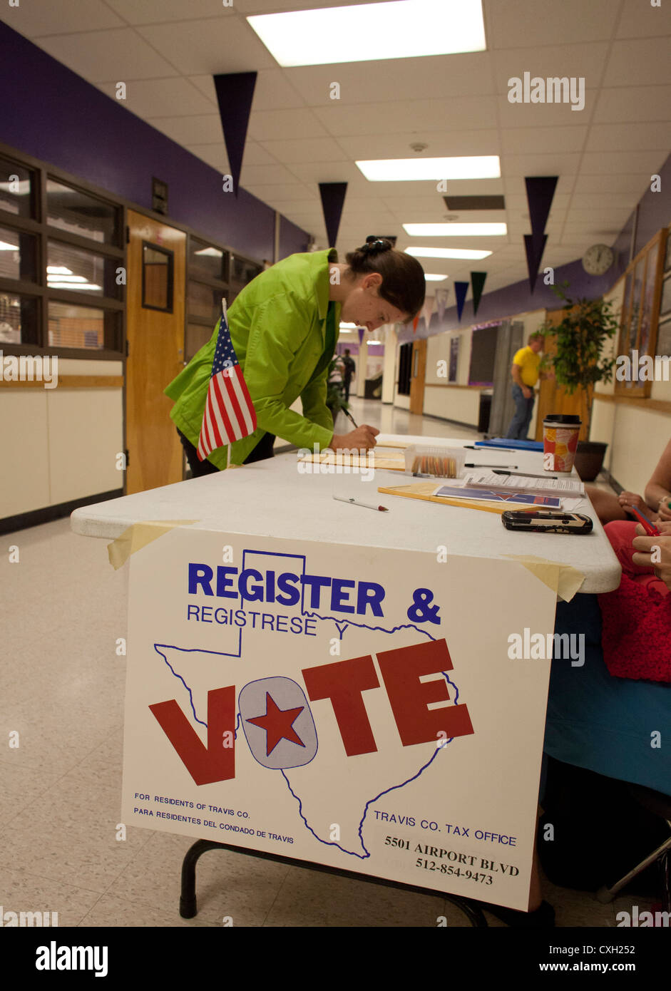 volunteers conduct a voter registration drive for 18-year-olds at High ...