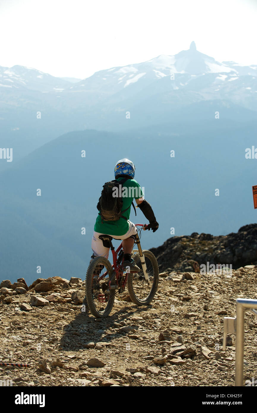 Mountain bikers on the Whistler Peak Zone section of the Whistler Bike ...
