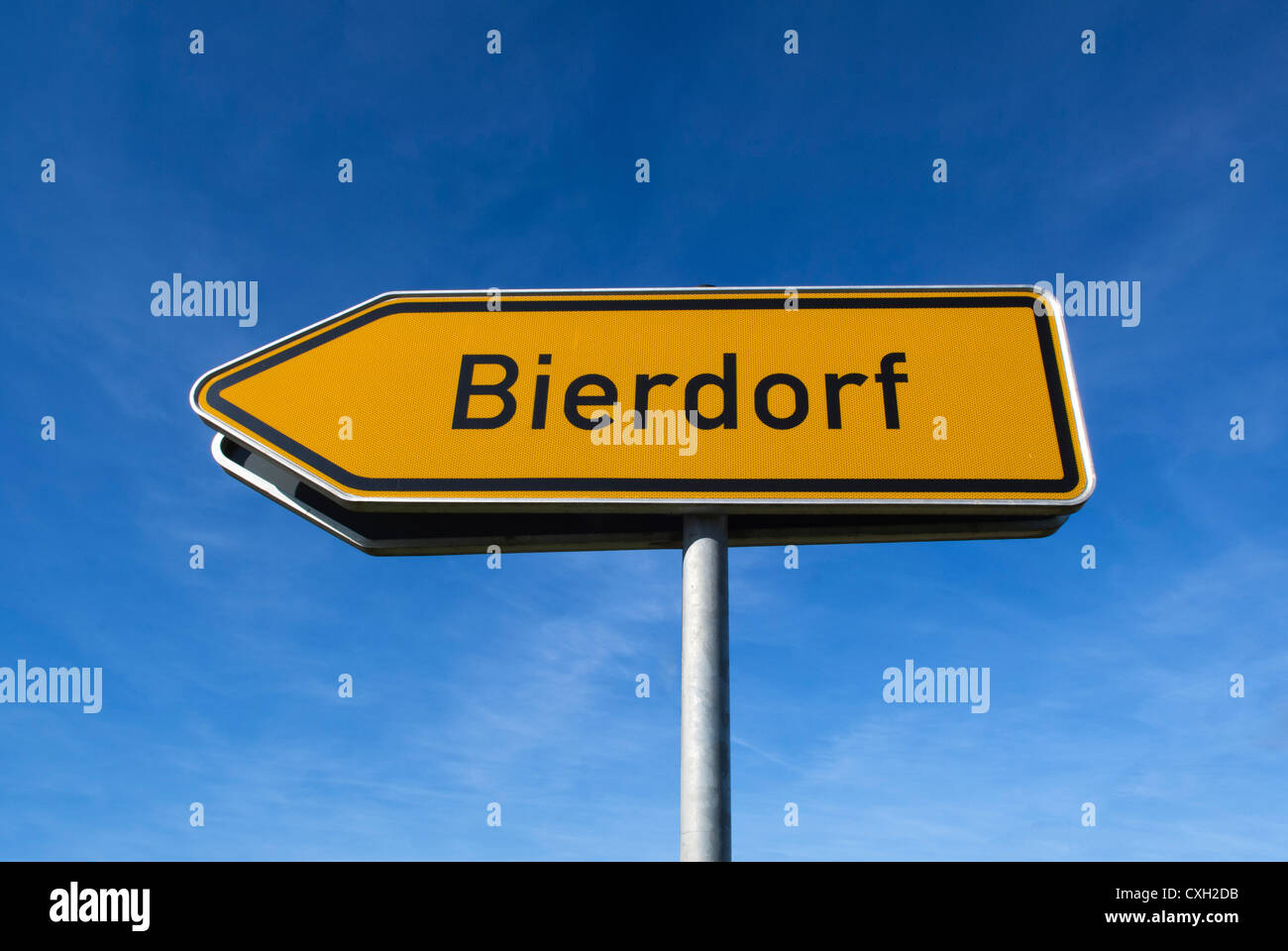 Sign post leading to German village Bierdorf Stock Photo - Alamy