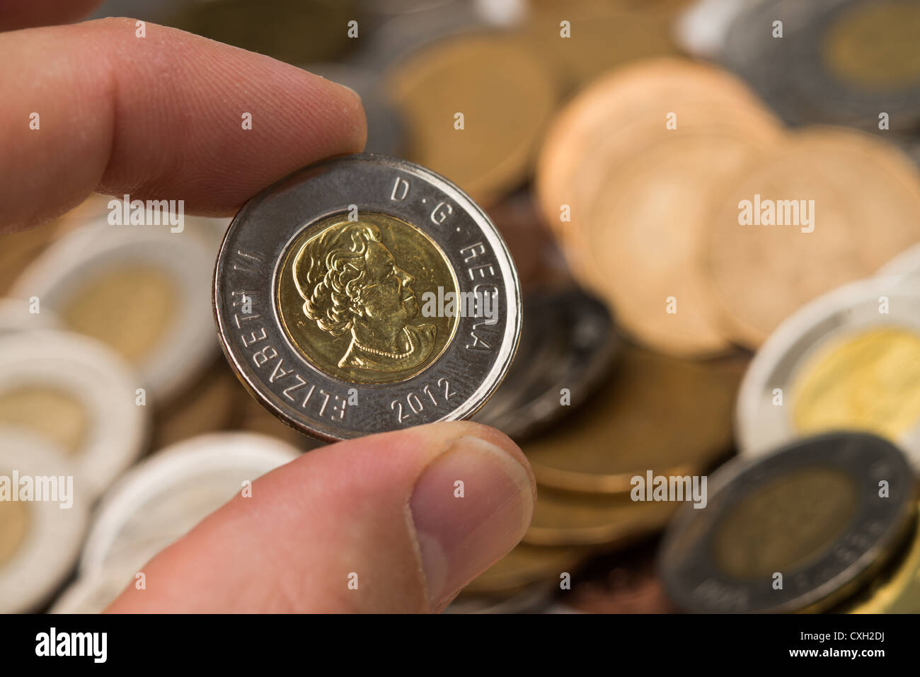Canadian coin money Stock Photo - Alamy
