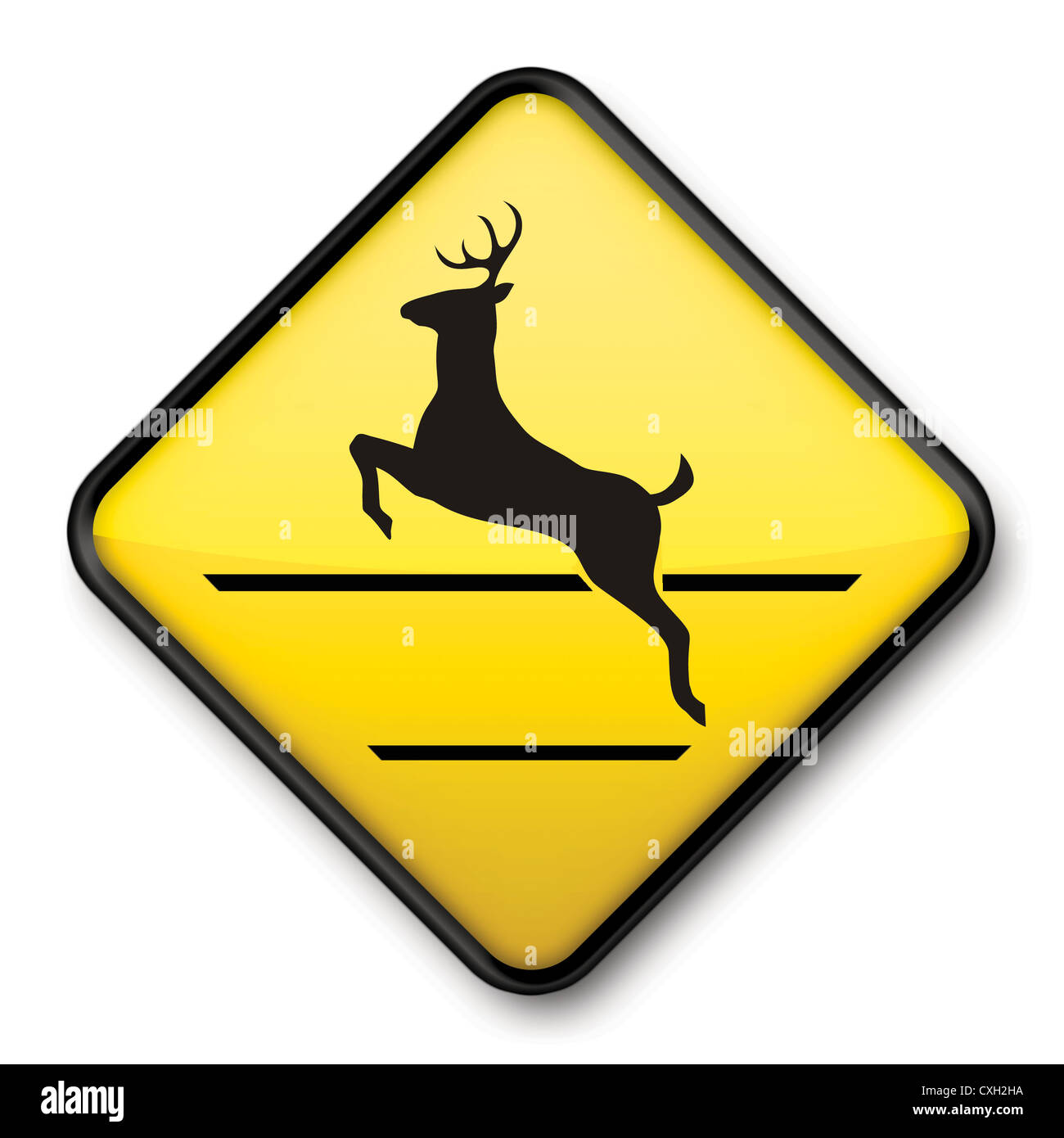 Deer crossing sign icon Stock Photo - Alamy
