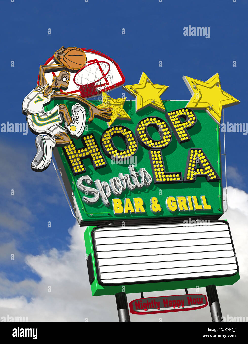 Cool neon sign for a sports bar with blank marquee for customization ...