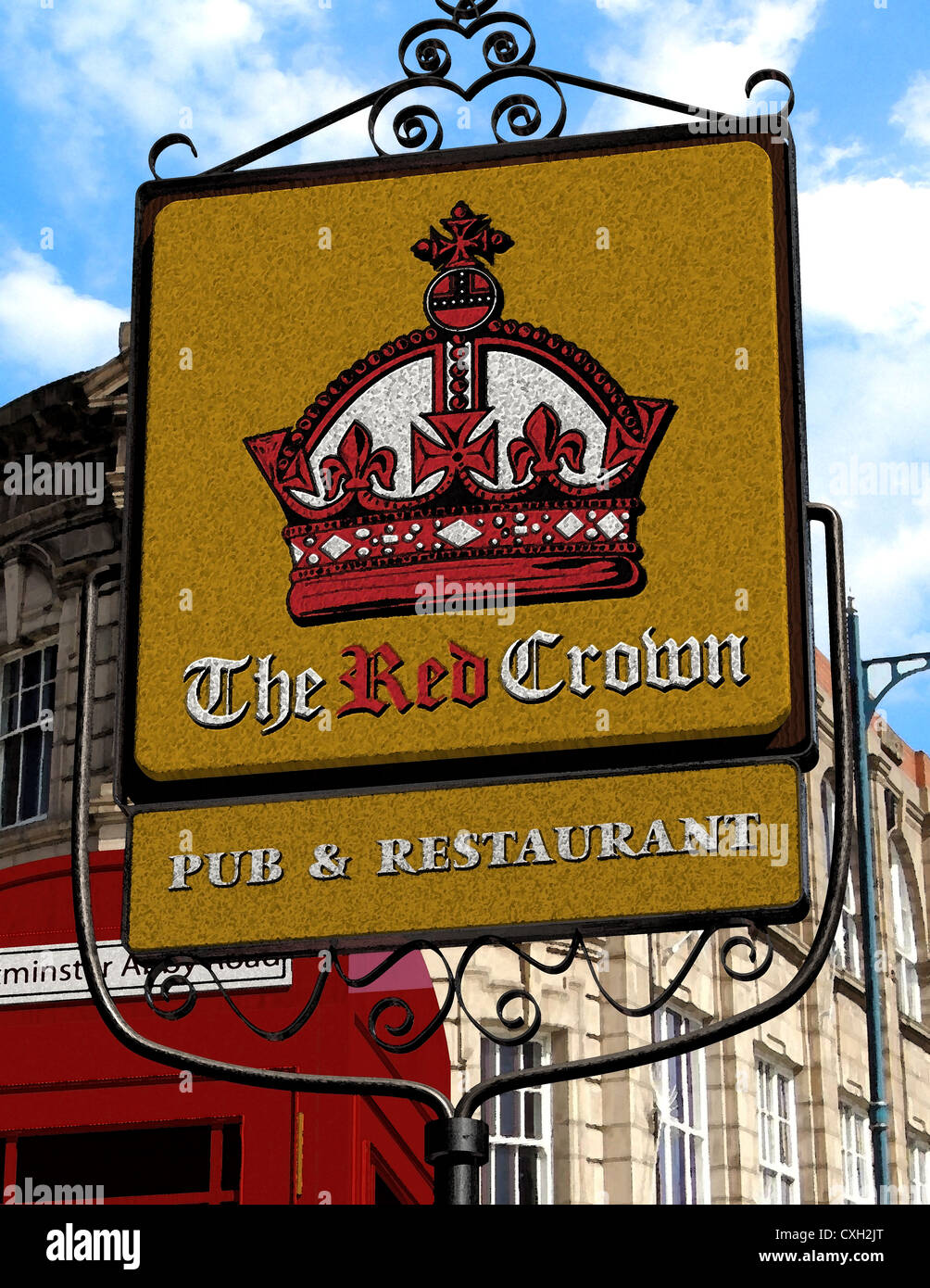 Old English pub sign illustration Stock Photo - Alamy