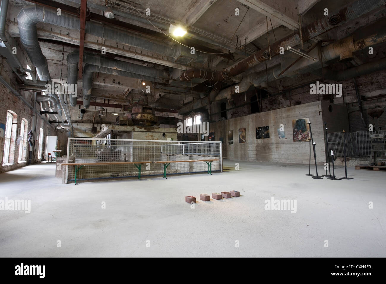 art exhibition in old factory hall, Pyhtää Finland Europe Stock Photo ...