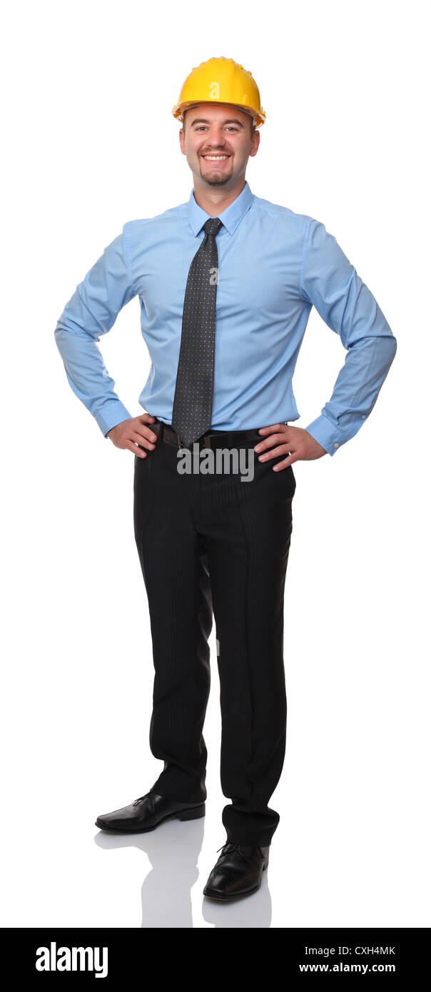 portrait of worker with yellow helmet Stock Photo - Alamy