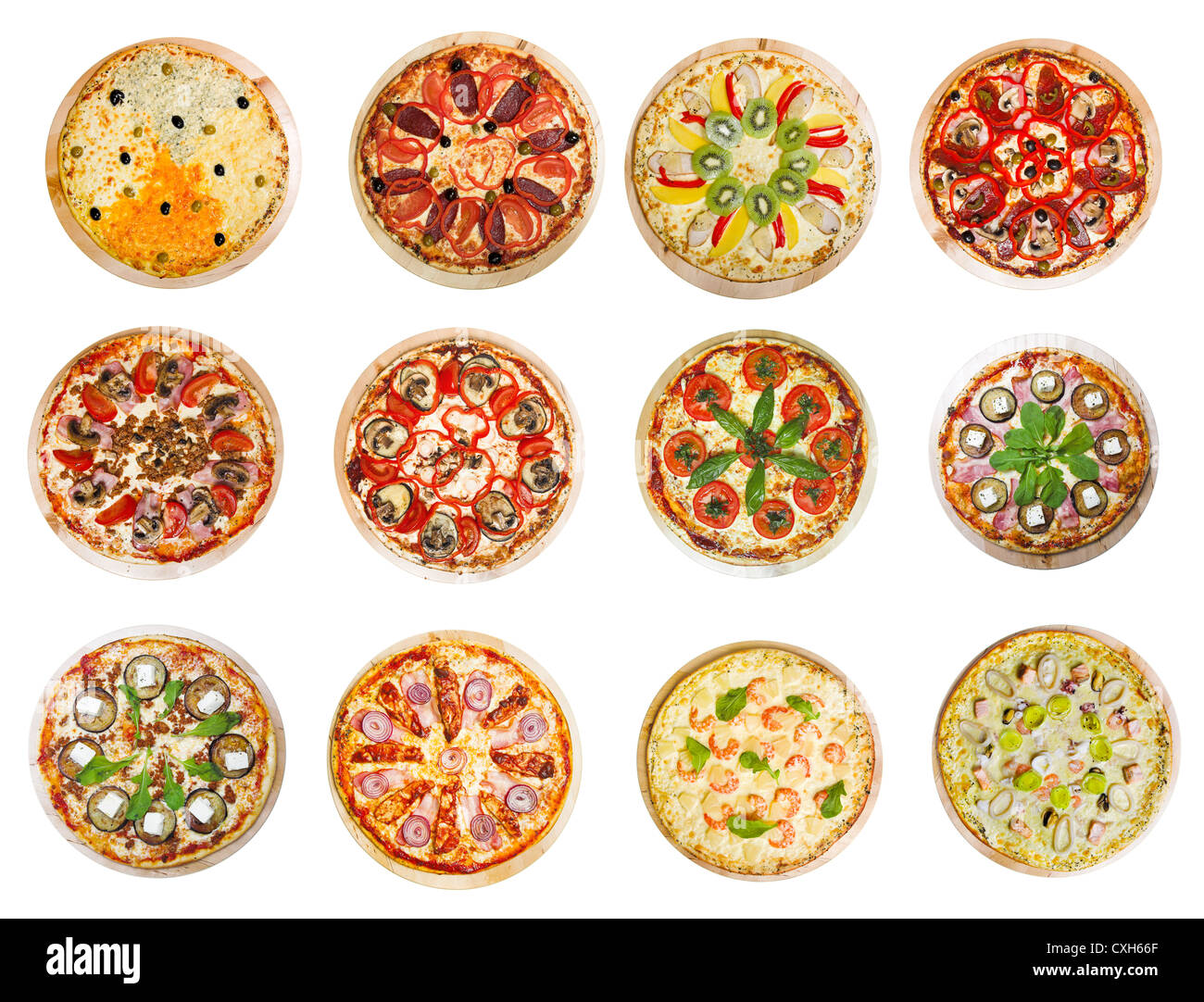 twelve different pizzas Stock Photo - Alamy