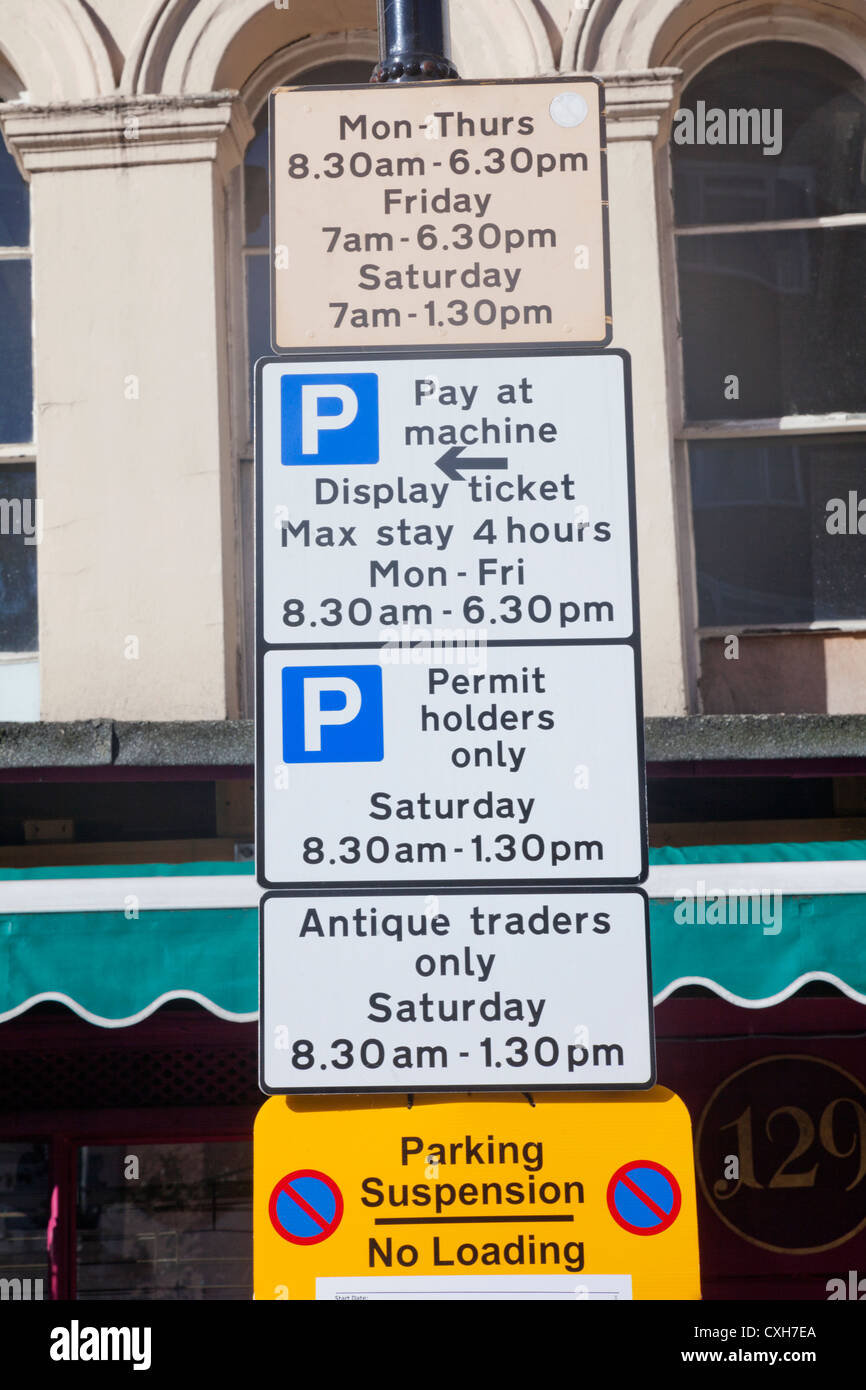 England, London, Parking Restriction Signs Stock Photo - Alamy