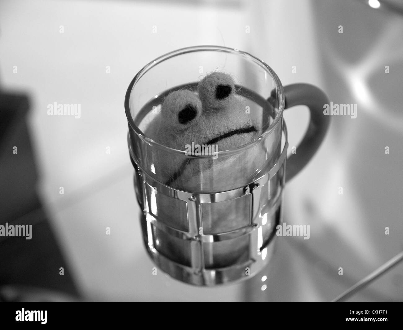 Glass mug with frog toy inside Stock Photo - Alamy