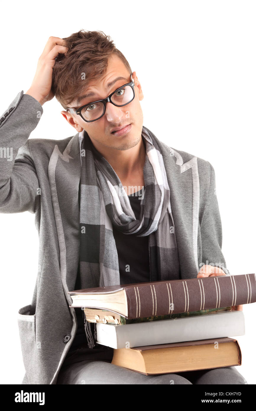 Handsome young man studying Stock Photo - Alamy