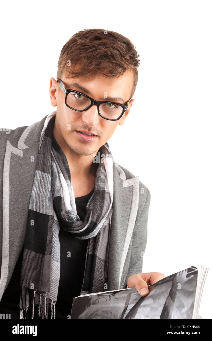 Handsome young man studying Stock Photo - Alamy
