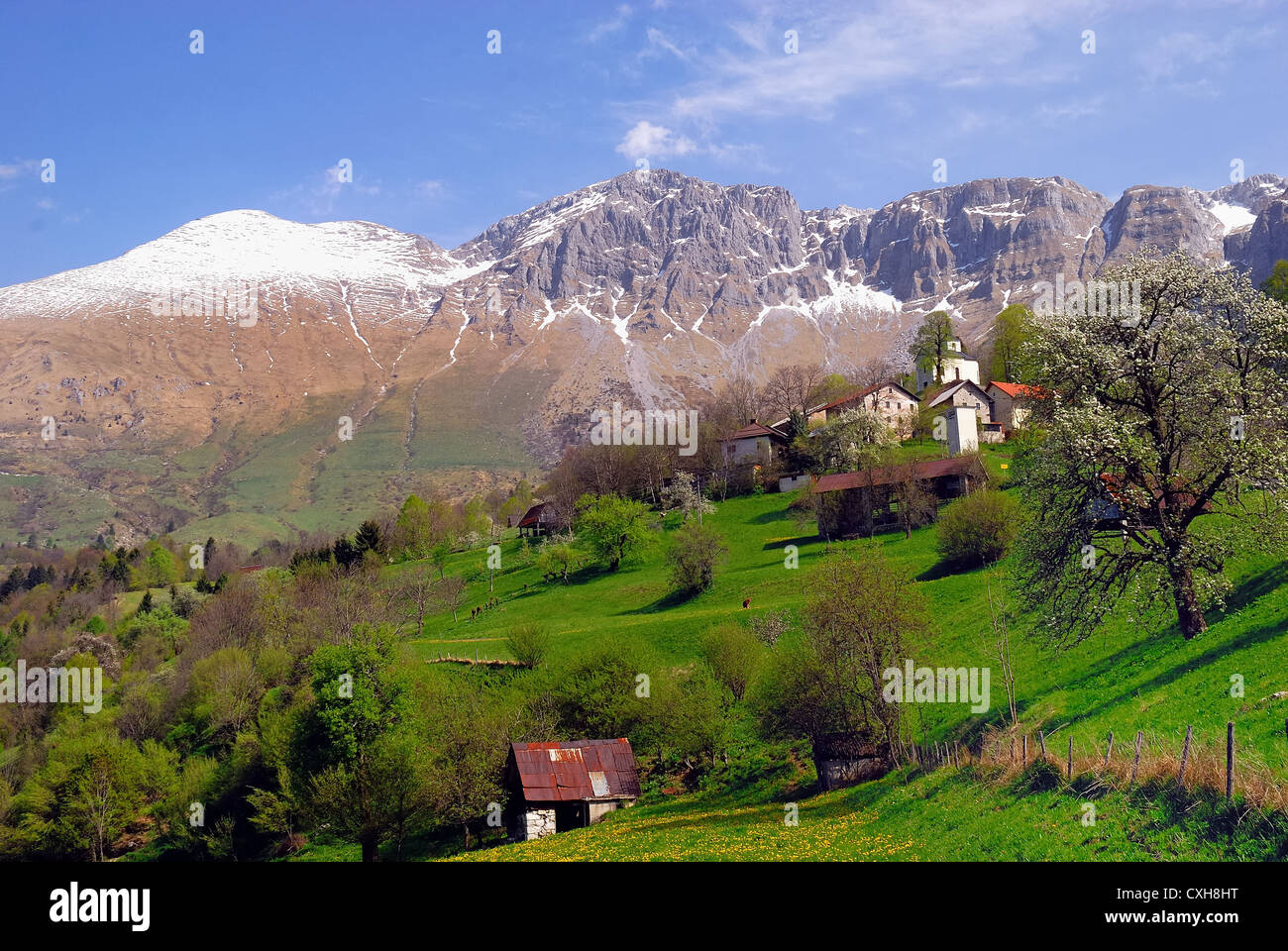 Slovenia, Triglav National Park : Mount Krn and Mount Batognica viewed ...