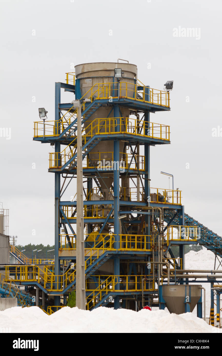 Modern salt refinery machinery details in Portugal Stock Photo - Alamy