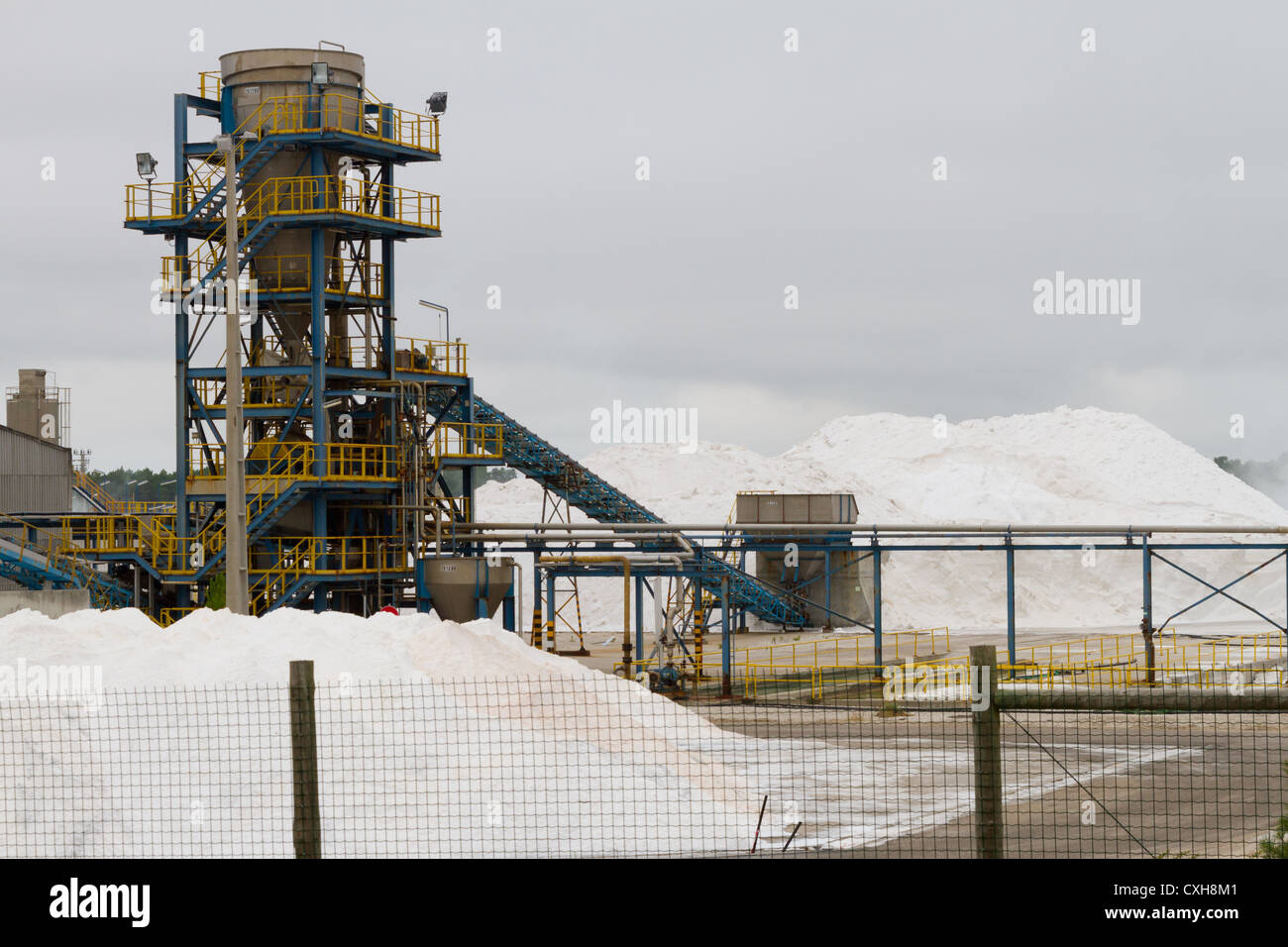 Modern salt refinery machinery details in Portugal Stock Photo - Alamy