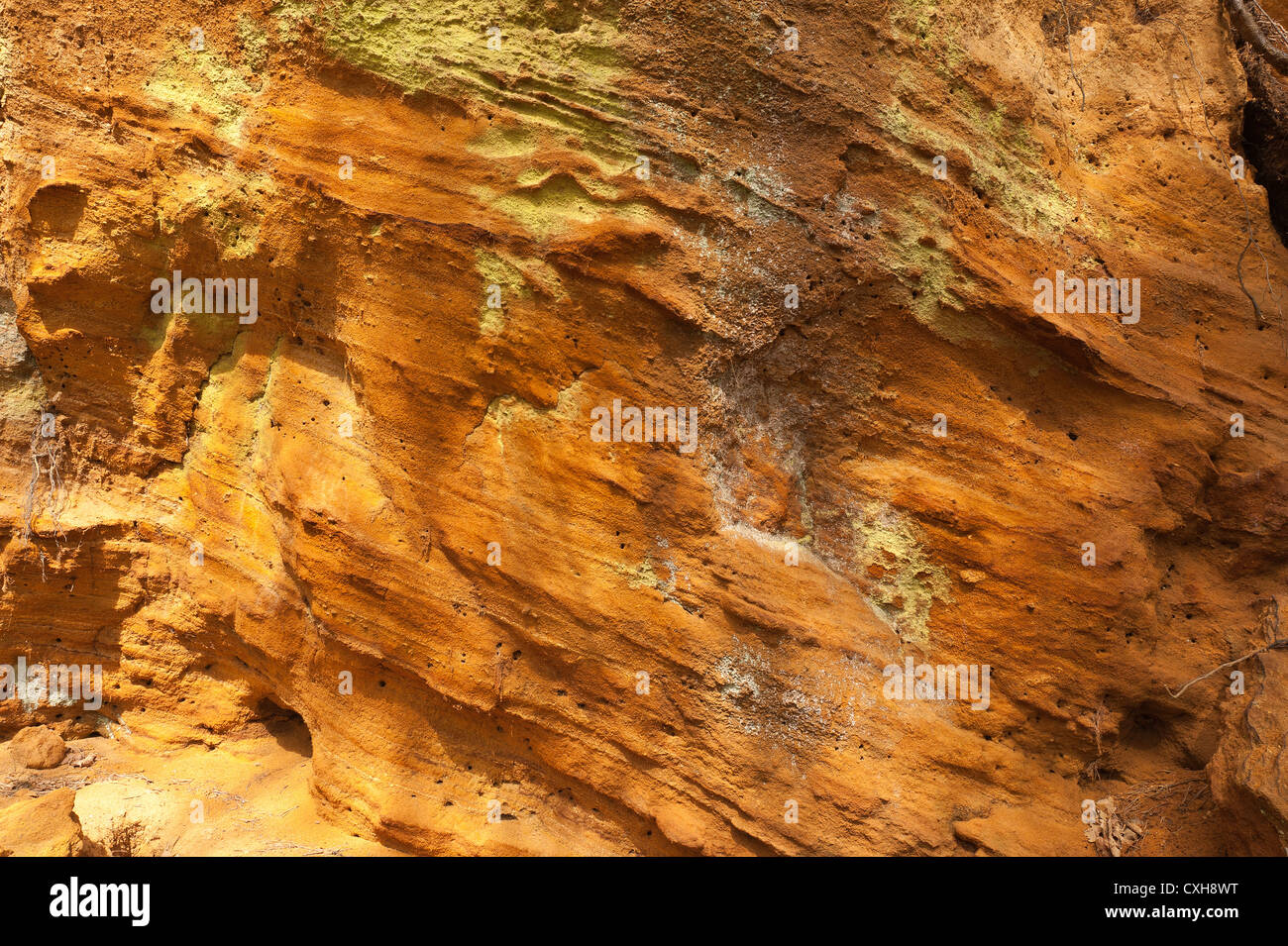 Greensand Ridge sandstone deposits as differing layers and rich orange ...