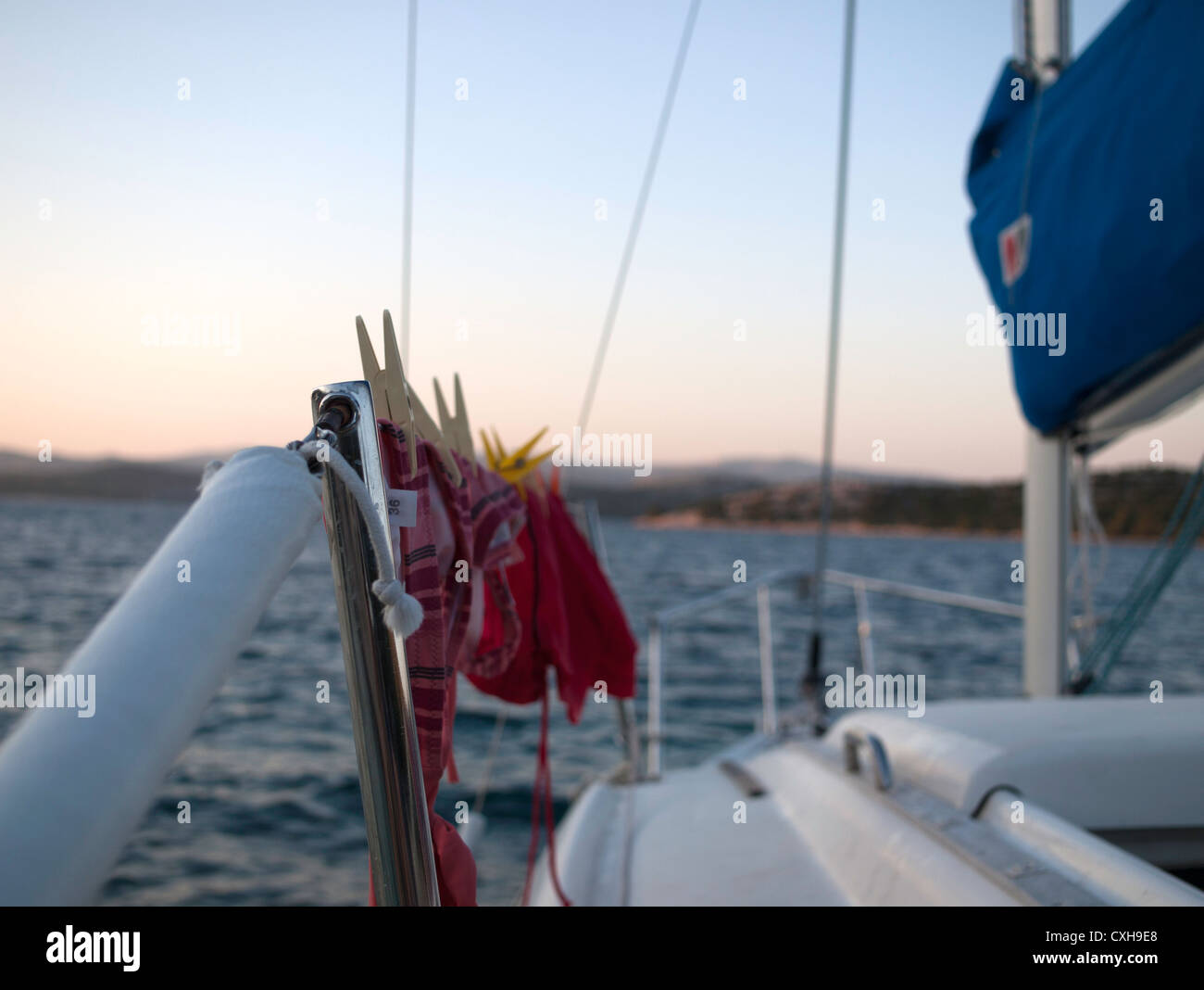 Drying clothes on the boat Stock Photo - Alamy