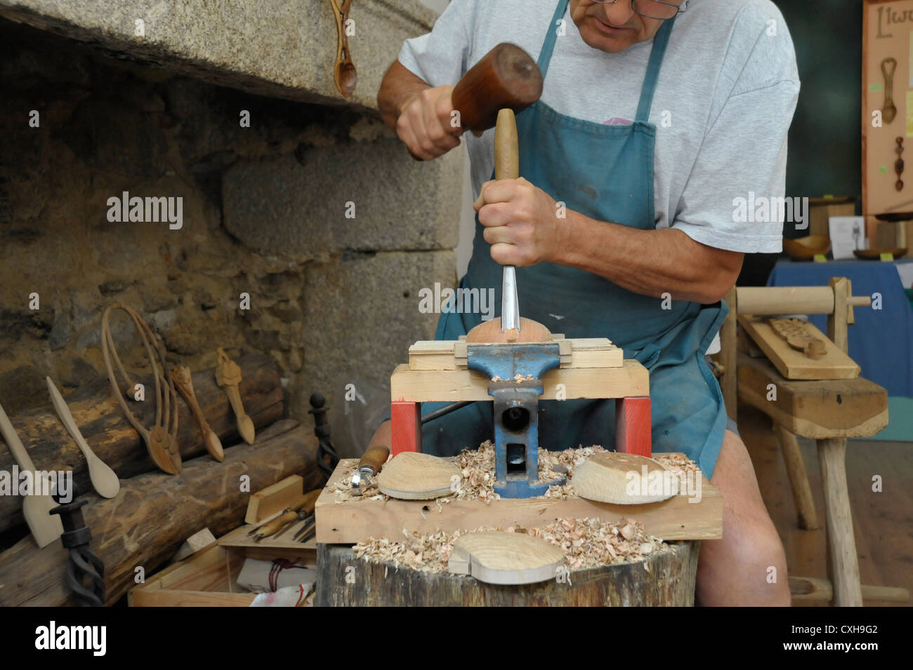 Wood working craftsman at work Stock Photo - Alamy