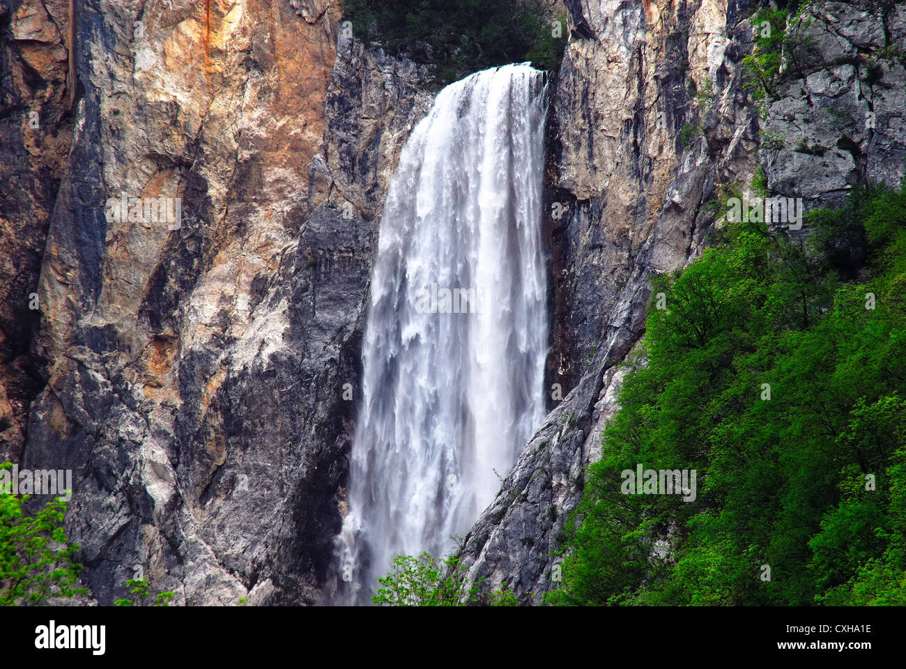 Slovenia, the Boka fall. In spring, when the snow melts, one ton water ...