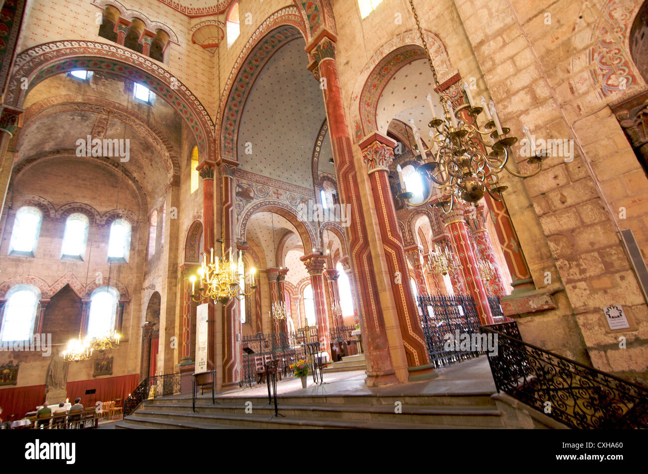 Columns and ambulatory of the roman church Saint-Austremoine d'Issoire ...