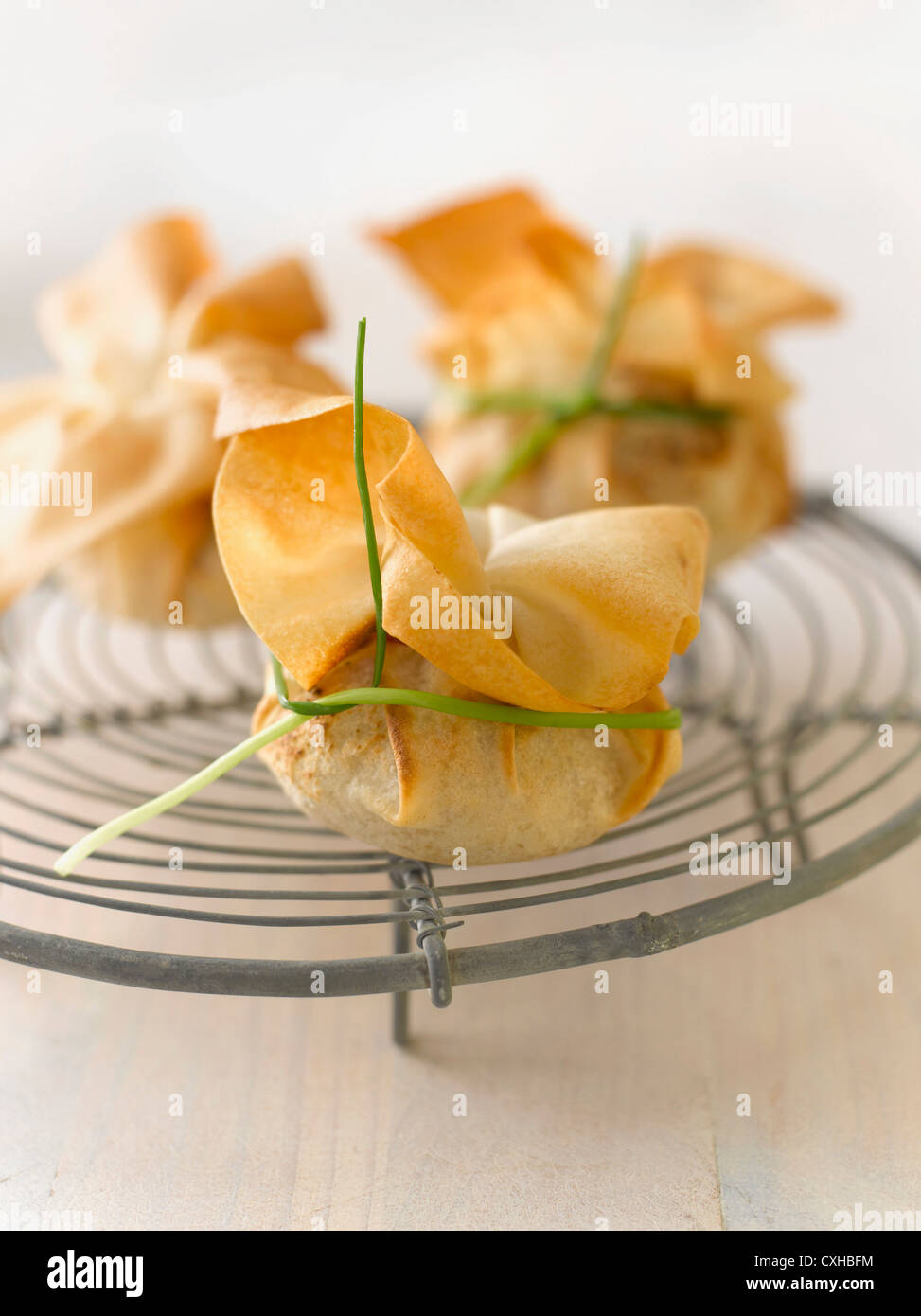 Stuffed dim sum bag on cooling rack Stock Photo - Alamy