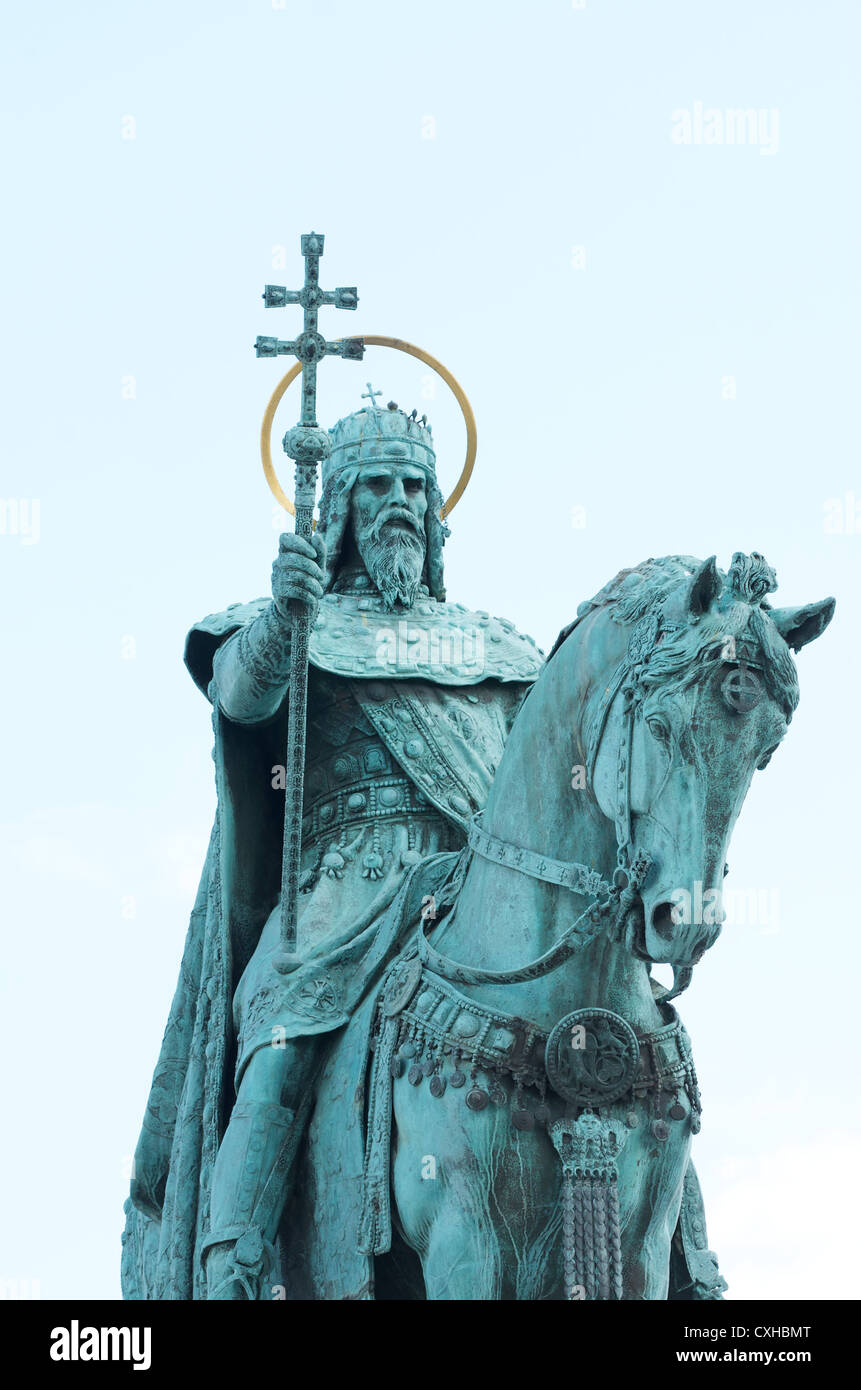 Bronze statue of King Saint Stephen which stands outside Matthias ...