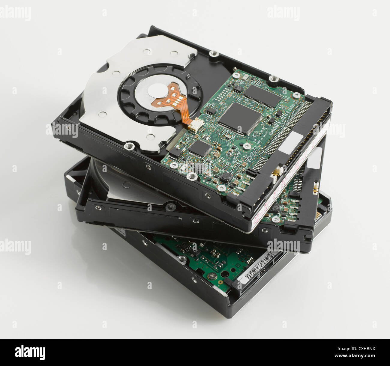 Hard disks on white background Stock Photo - Alamy