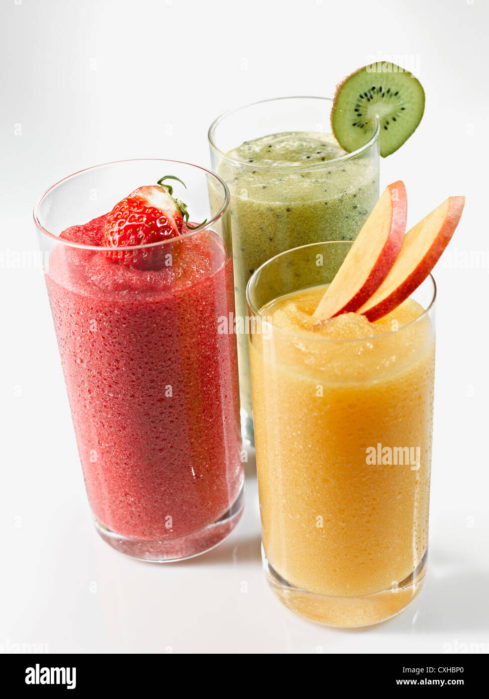 Variety of smoothie in glass on white background Stock Photo - Alamy