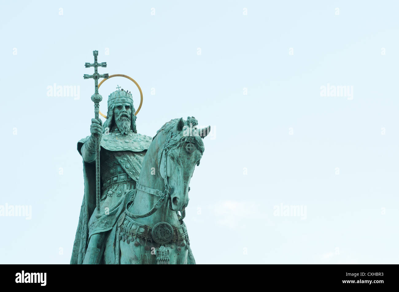 Bronze statue of King Saint Stephen which stands outside Matthias ...