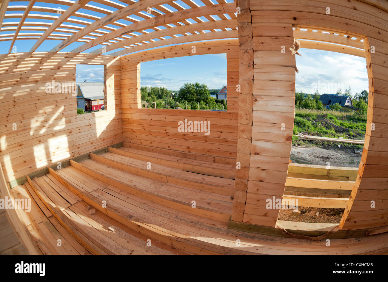 Construction of a new wooden house Stock Photo - Alamy