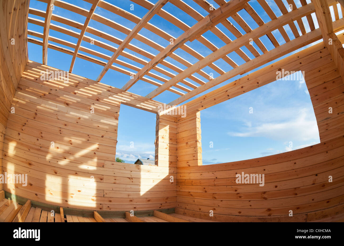 Construction of a new wooden house Stock Photo - Alamy