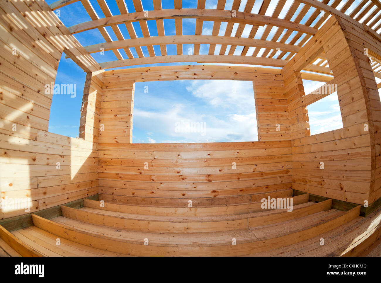 Construction of a new wooden house Stock Photo - Alamy