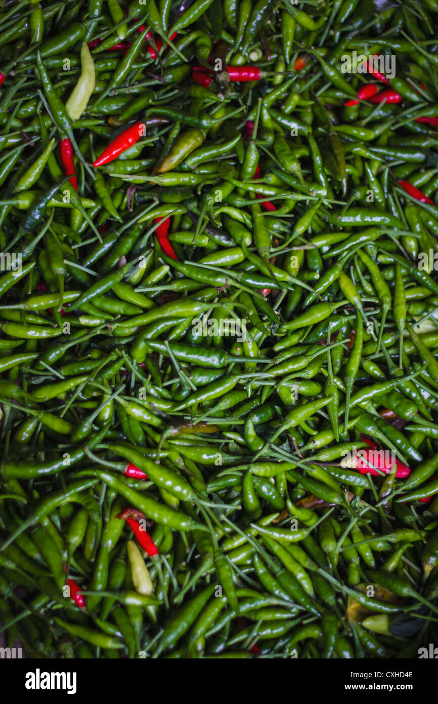 Indonesia, Close up of green chilli in market Stock Photo - Alamy