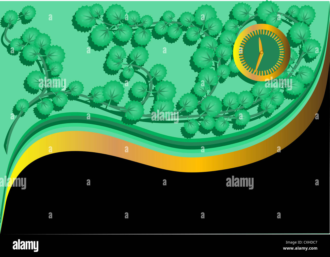 green background with a clock Stock Photo - Alamy