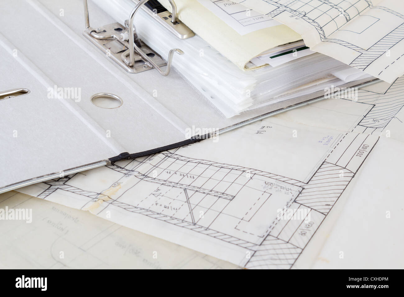 Architectural plans of the old paper tracing paper and file with the ...