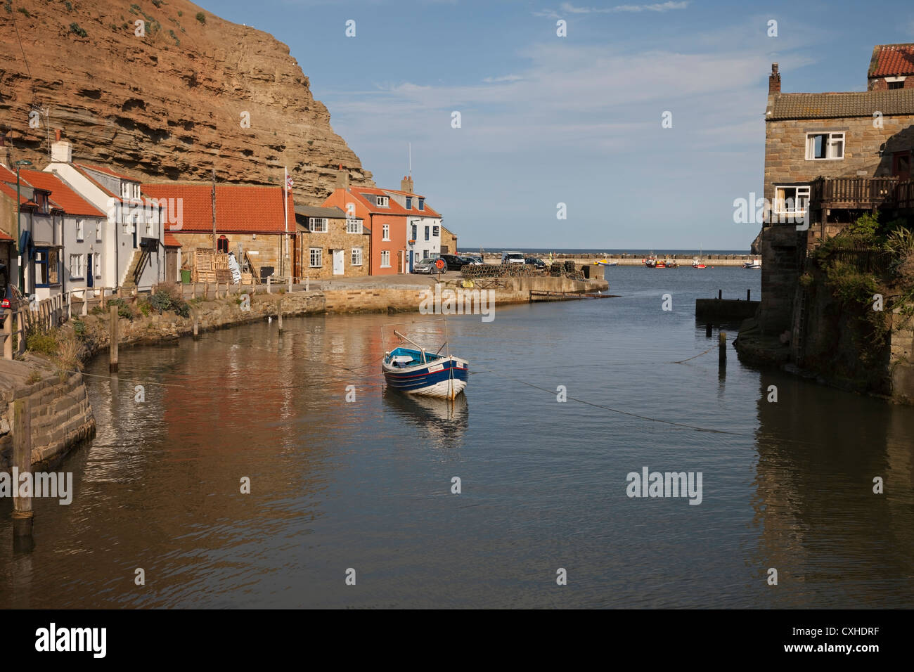 Fishing Boat in the Village of Staithes and its Harbour Viewed from the ...