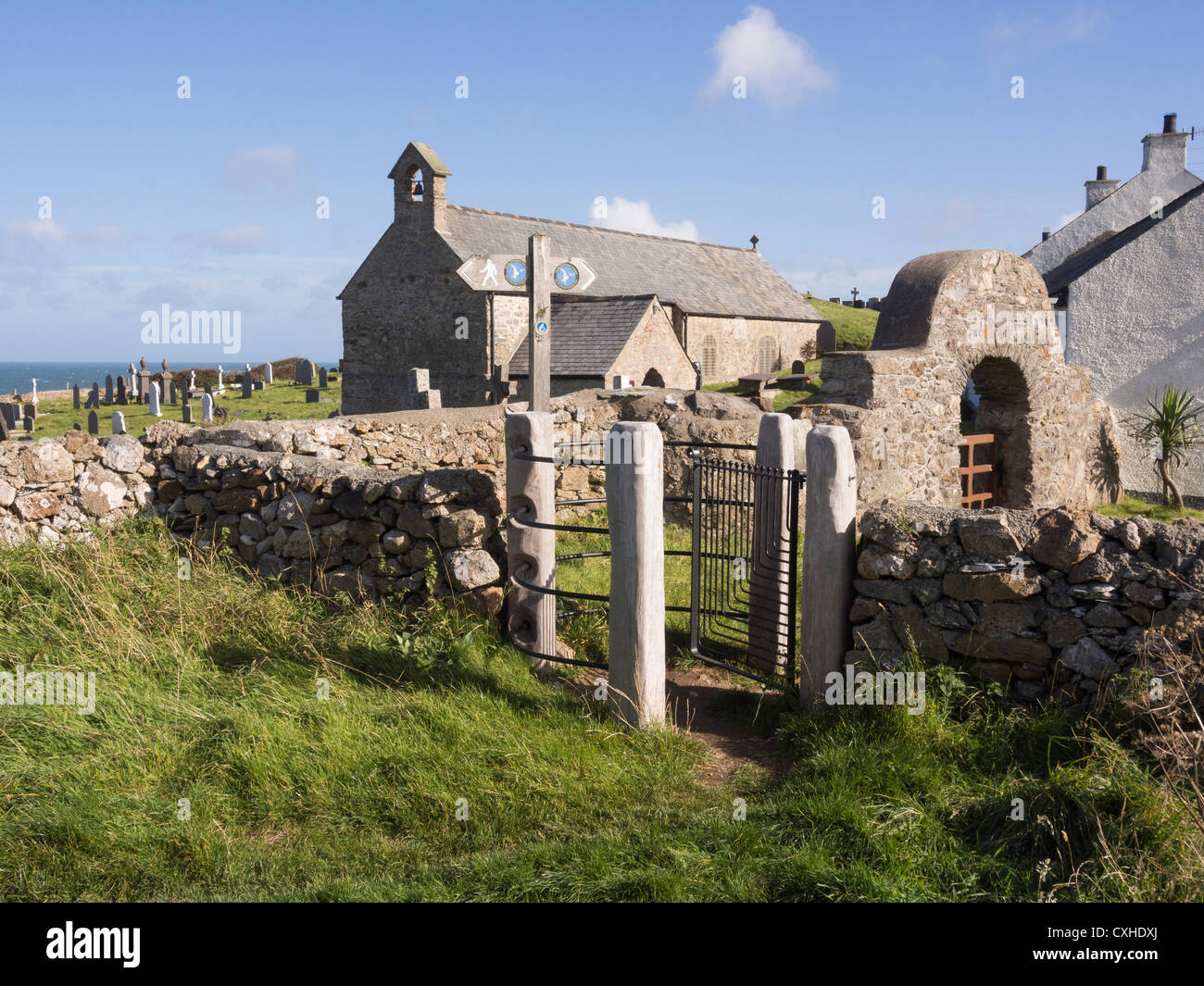 Isle of Anglesey Coast Path signpost and kissing gate by tiny 5th ...