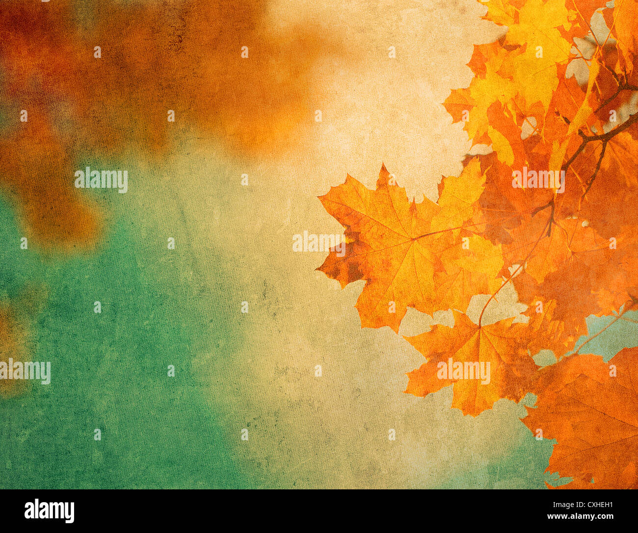 grunge background with autumn leaves Stock Photo - Alamy