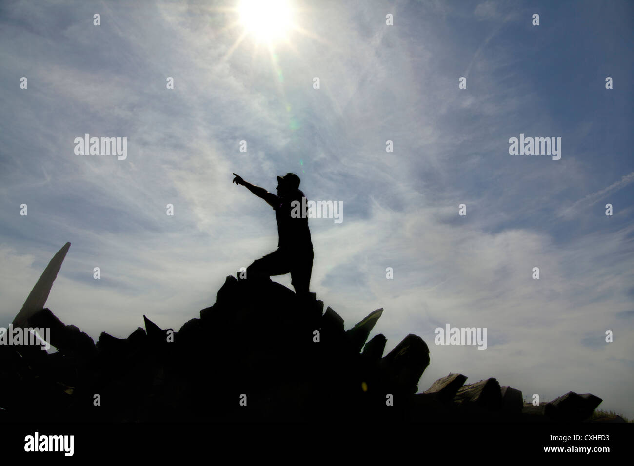 Silhouette pointing at sky hi-res stock photography and images - Alamy