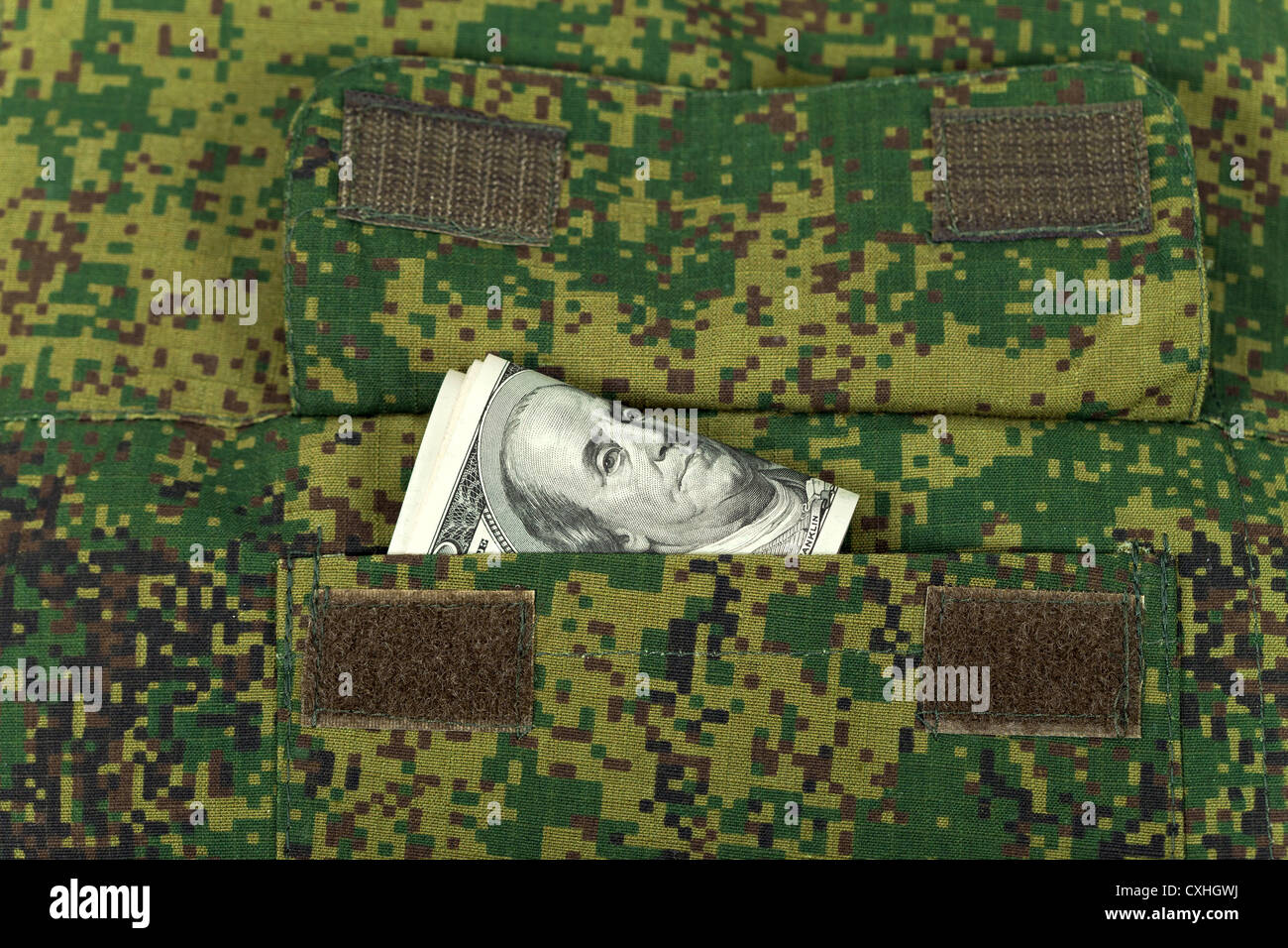 Banknotes in the military uniform pocket Stock Photo - Alamy
