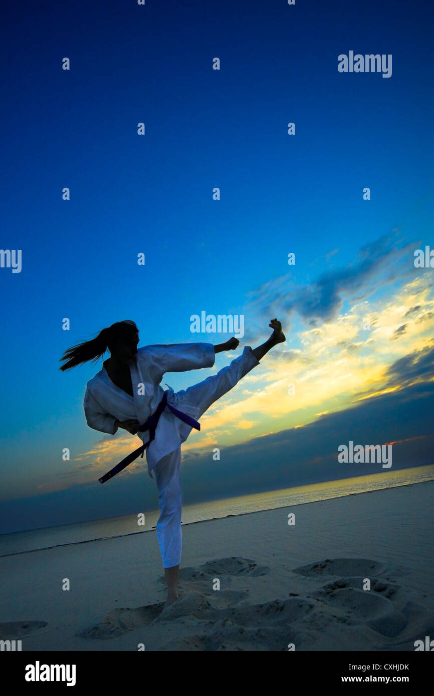Karate woman kick hi-res stock photography and images - Alamy
