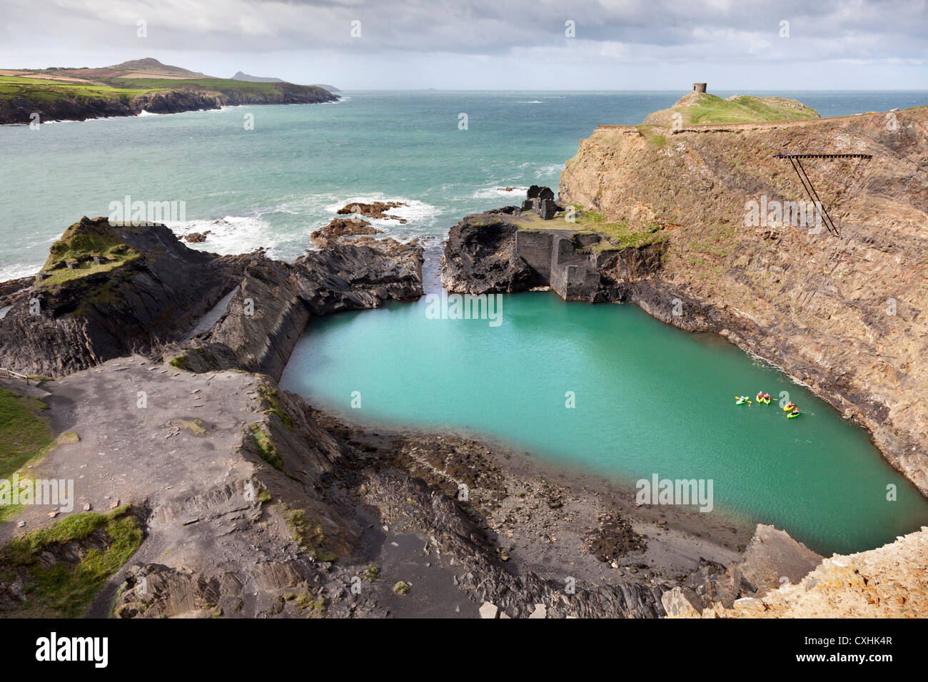 Views of Blue Lagoon at Abereiddy, Pembrokeshire, South Wales, UK Stock ...