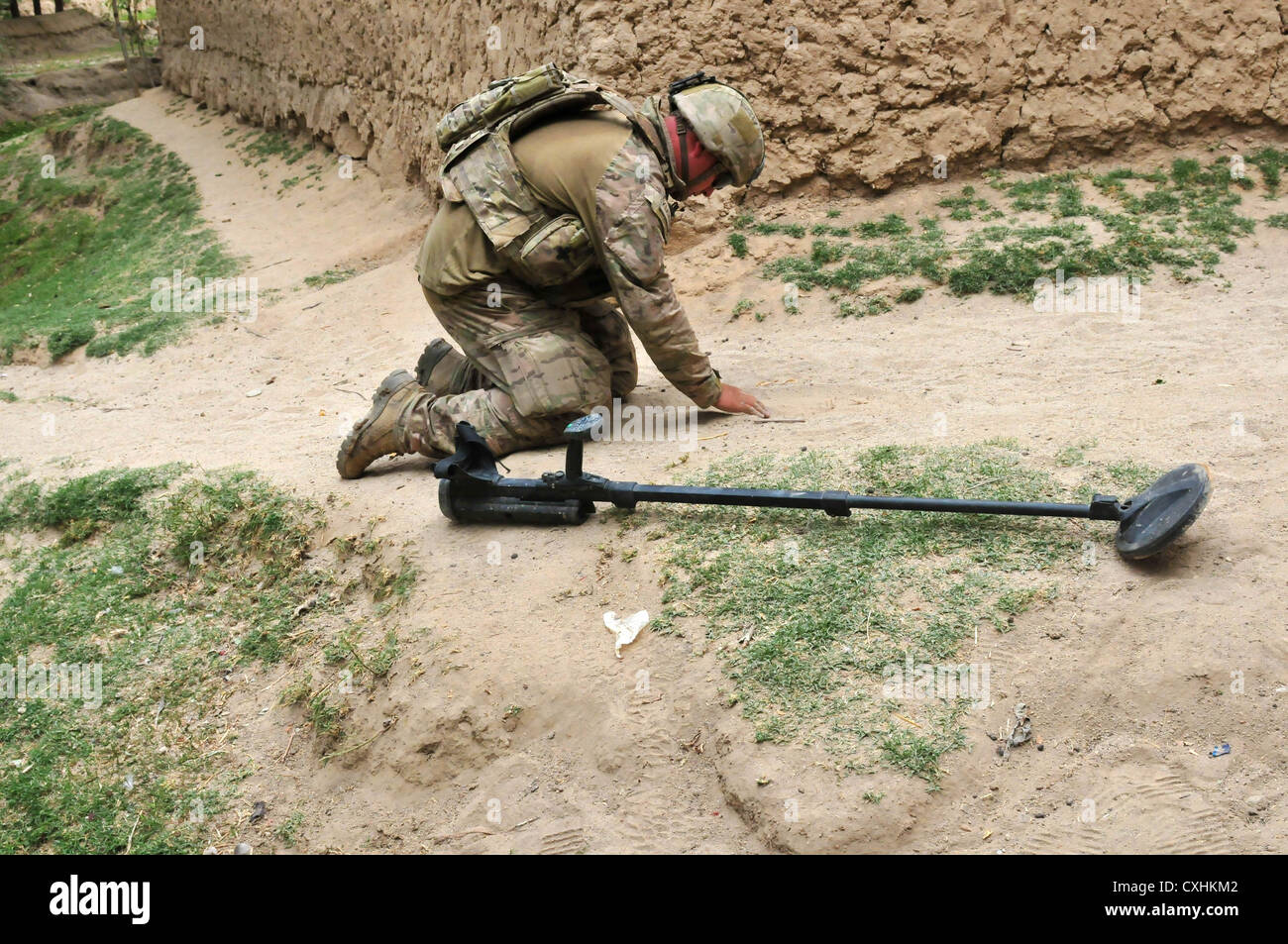 An Australian Army soldier from the 2nd Combat Engineer Regiment checks ...