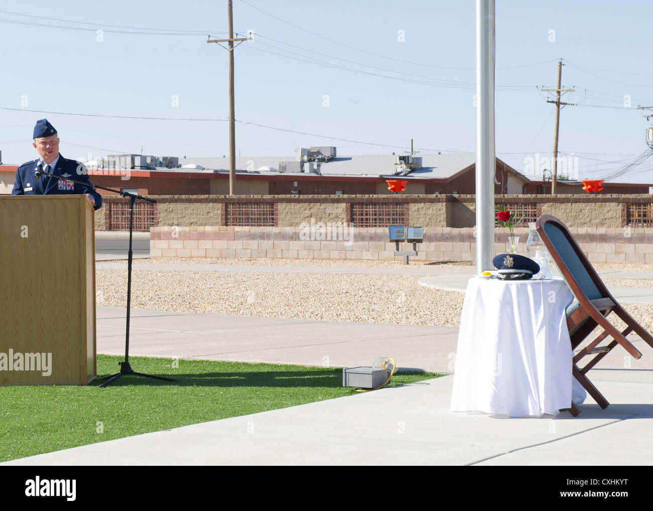 Col. Andrew Croft, commander of the 49th Wing, delivers opening remarks ...