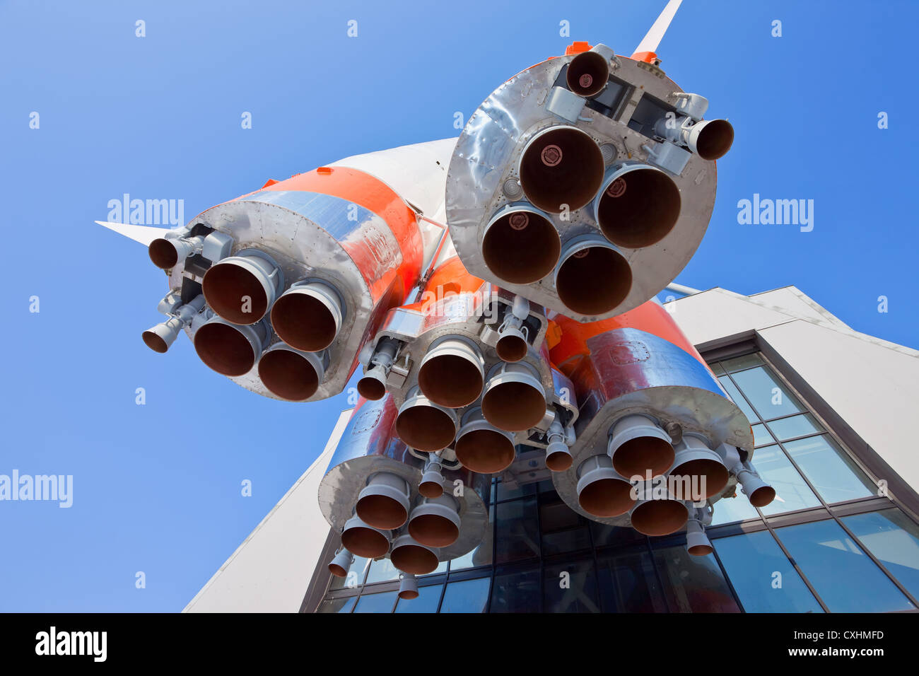 Details of space rocket engine over blue sky background Stock Photo - Alamy