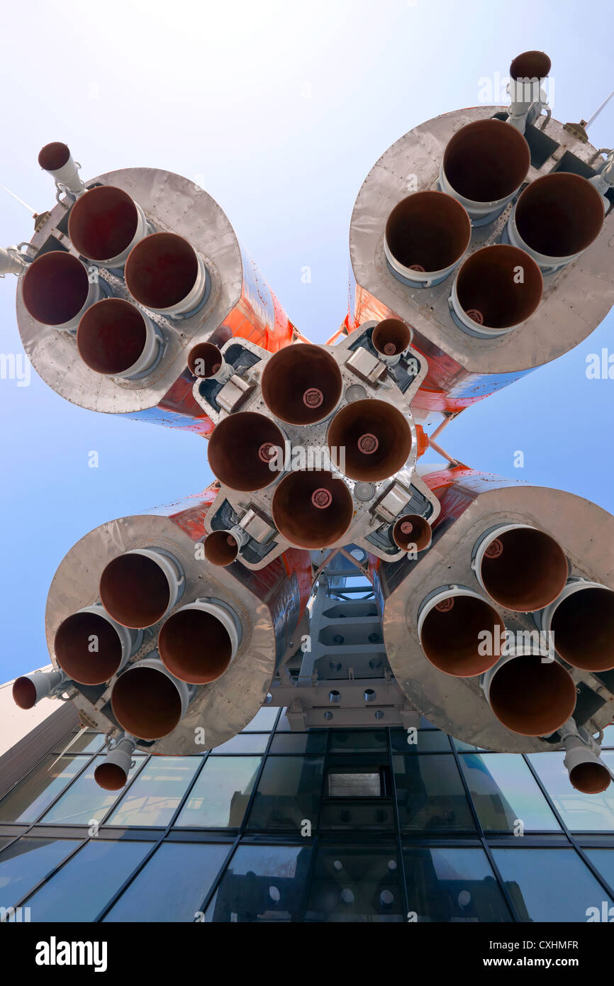 Details of space rocket engine over blue sky background Stock Photo - Alamy