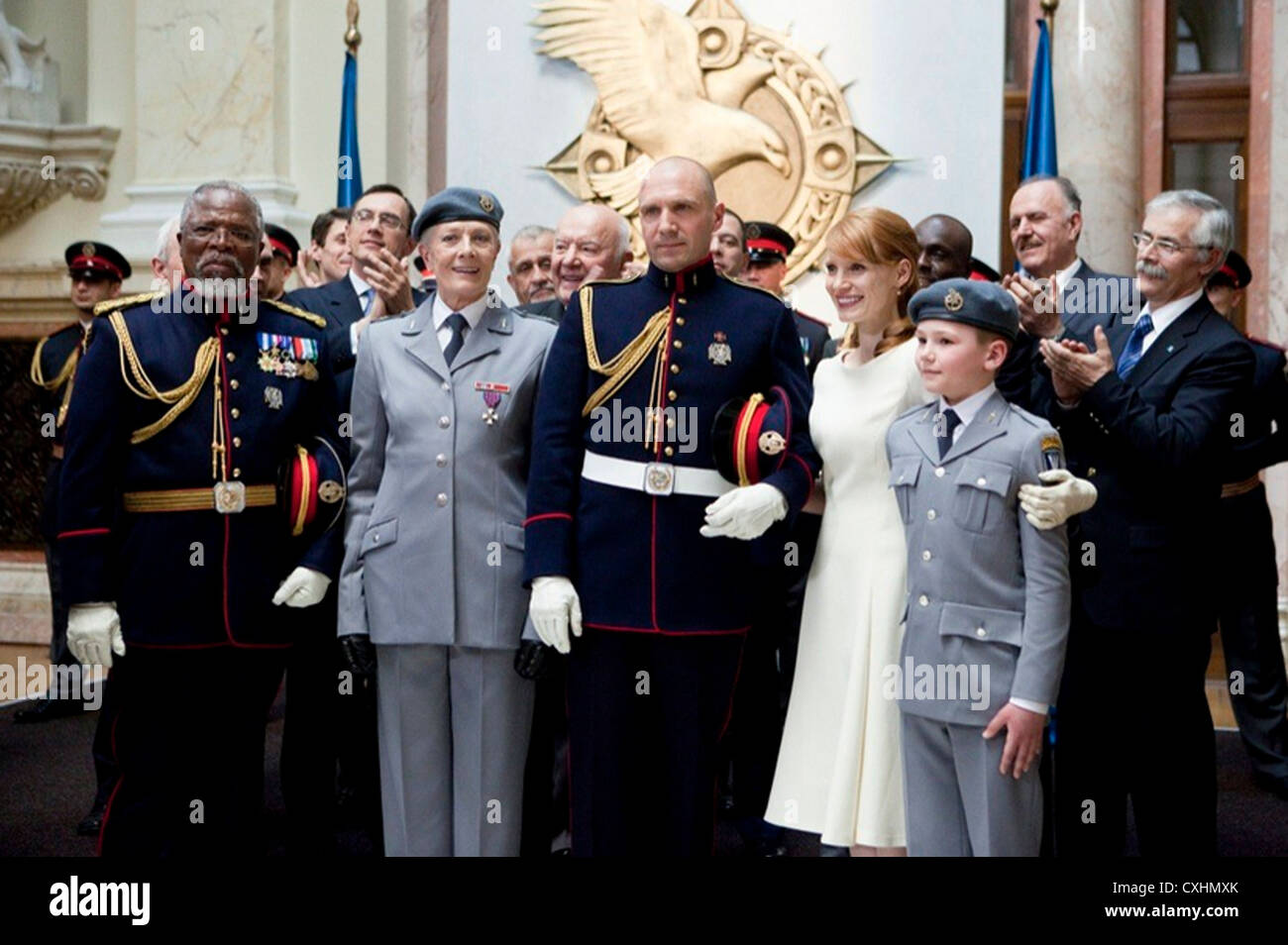 CORIOLANUS 2011 Weinstein Company film with Ralph Fiennes flanked by ...
