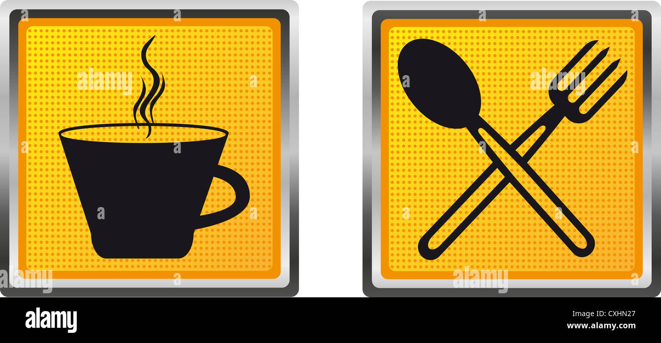 icons cup fork and spoon for design illustration isolated on white ...